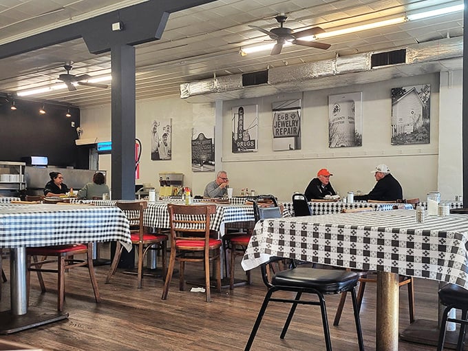 Regular diners settle in at their usual tables, a testament to Matthews' status as Tucker's living room rather than just a restaurant.