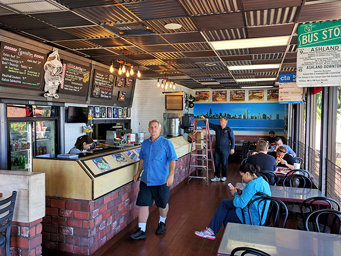 The interior speaks volumes – where Chicago transplants and curious locals bond over the universal language of exceptional sandwiches.