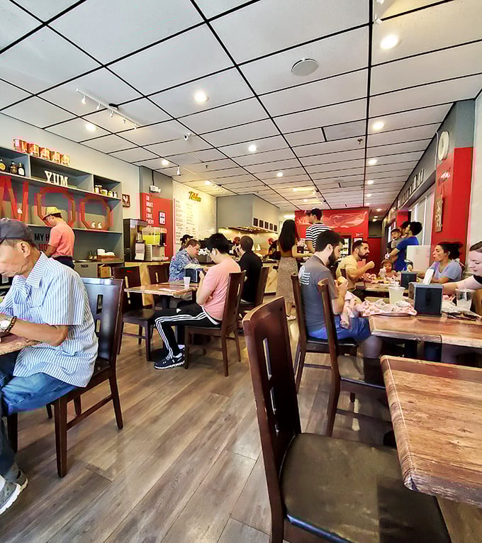 The universal language of good food brings everyone together. That focused silence? It's the sound of people having religious experiences with fried chicken.