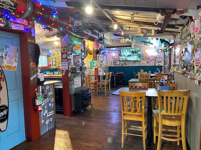 Mismatched chairs and tables that say, "We care more about what's on your plate than what you're sitting on"&mdash;exactly as it should be.