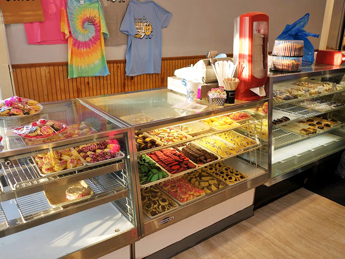A treasure chest of fried dough jewels. Some people plan their entire weekend around what's behind this glass.