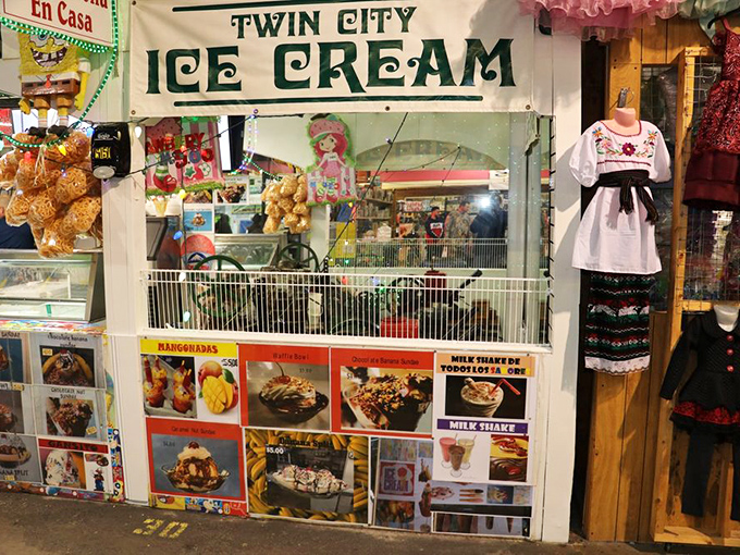 Twin City Ice Cream stand offers sweet relief for weary shoppers, proving that treasure hunting works up quite an appetite.