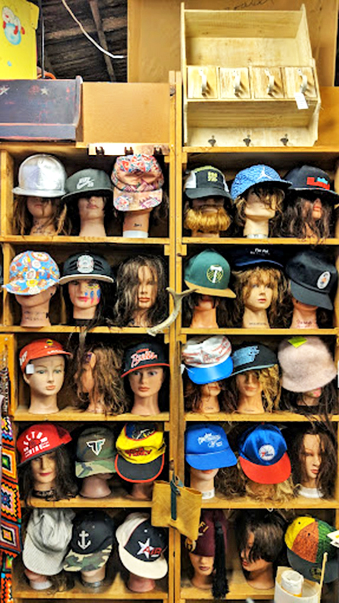 The snowman lamp sits among vintage clocks and figurines &ndash; the kind of whimsical find that follows you home and becomes a conversation piece.