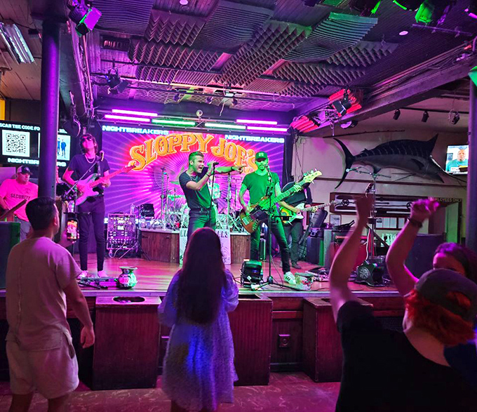 Under purple stage lights, musicians transform an ordinary evening into the kind of night you'll embellish stories about for years.