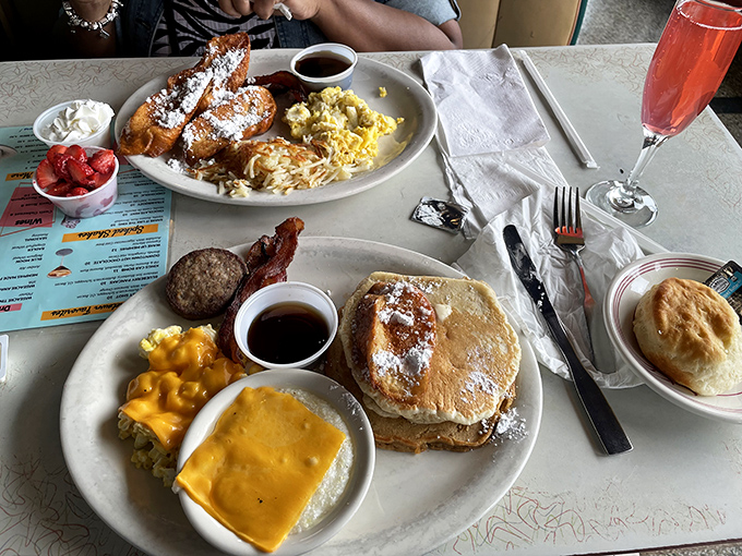 Breakfast with a side of celebration&mdash;when your pancakes arrive with powdered sugar and your companion gets a champagne chaser, it's going to be a good day.
