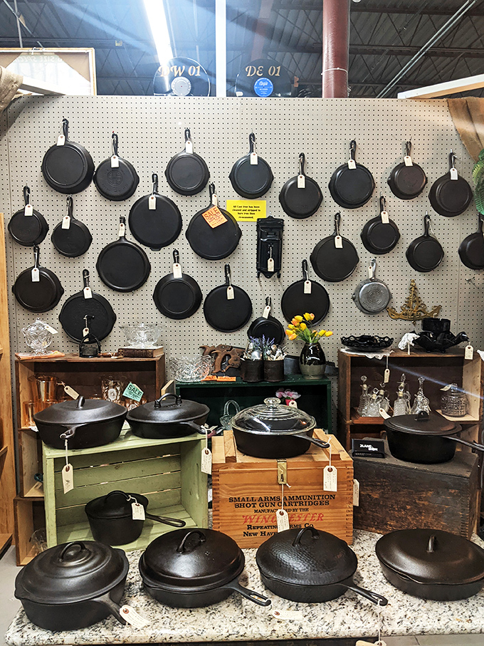 Cast iron heaven! These seasoned beauties have cooked thousands of meals and are ready for thousands more. Grandma would approve.