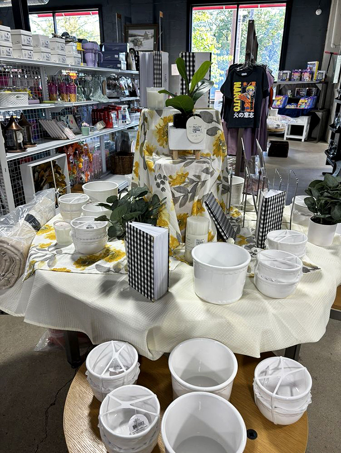 A minimalist's nightmare, a maximalist's dream. This carefully curated display of white ceramics and yellow florals is ready for its Instagram moment.