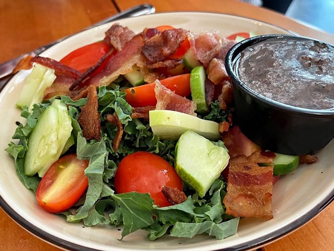 Even salads get the royal treatment at The Bluebird. Fresh greens, vibrant veggies, and bacon that didn't come from a bag&mdash;this is lunch done right.