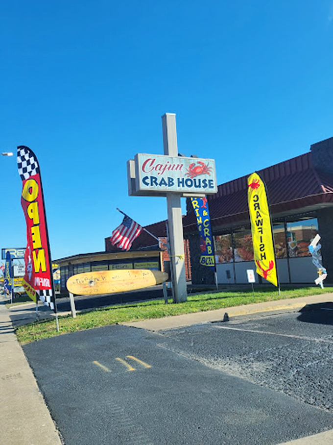 The sign stands proud against the Missouri sky, a lighthouse for landlocked seafood lovers searching for their next great meal.