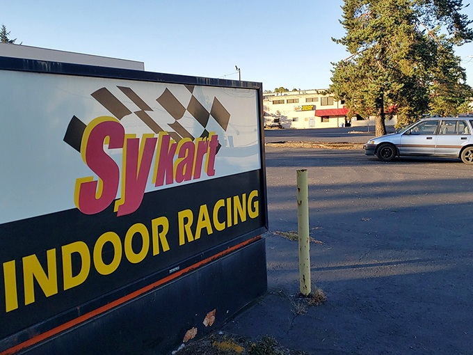 The beacon that calls to thrill-seekers throughout Tigard. That checkered pattern is the universal symbol for "fun happens here."