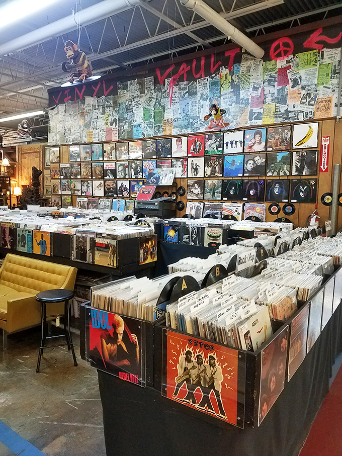 Vinyl Vault&mdash;where album covers form a mosaic of musical history and hipsters seek analog treasures in a digital world.