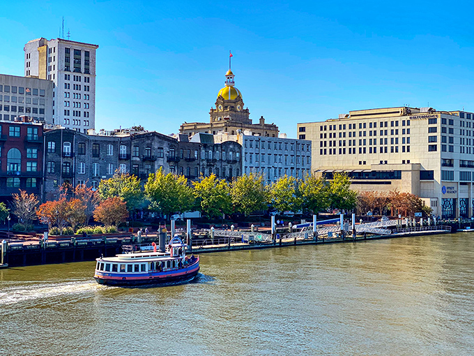 The Savannah riverfront welcomes visitors by water, just as it did when cotton was king and "to-go cocktails" weren't yet in the city vocabulary.