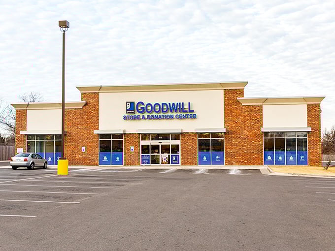 Goodwill's brick-and-blue presence&mdash;the comforting familiarity of America's thrift tradition with endless possibilities inside.