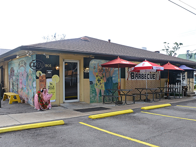 The decorated exterior of Hot Spot is like a BBQ carnival&mdash;colorful, inviting, and promising delights that will leave you happily stuffed.