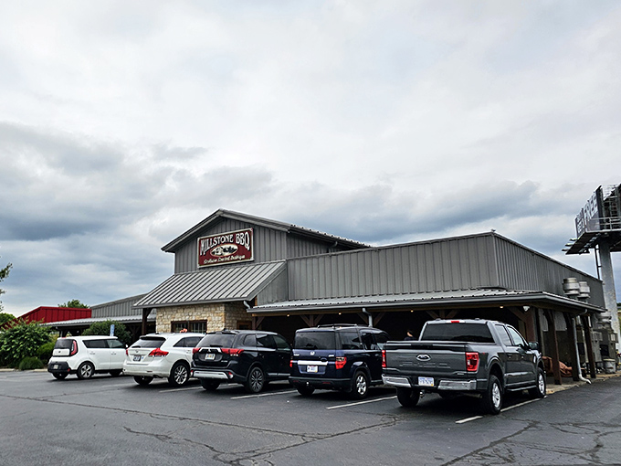 The spacious parking lot at Millstone is often full for good reason &ndash; word gets around when the barbecue is this good.