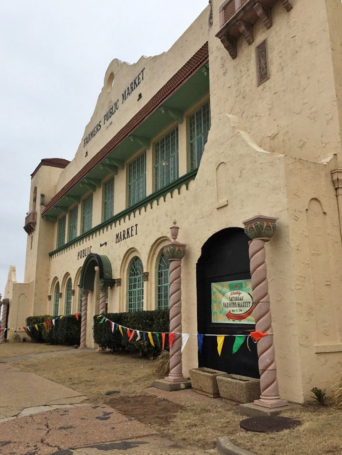 The Farmers Public Market building – where Spanish-influenced architecture meets good old Oklahoma commerce in perfect harmony.