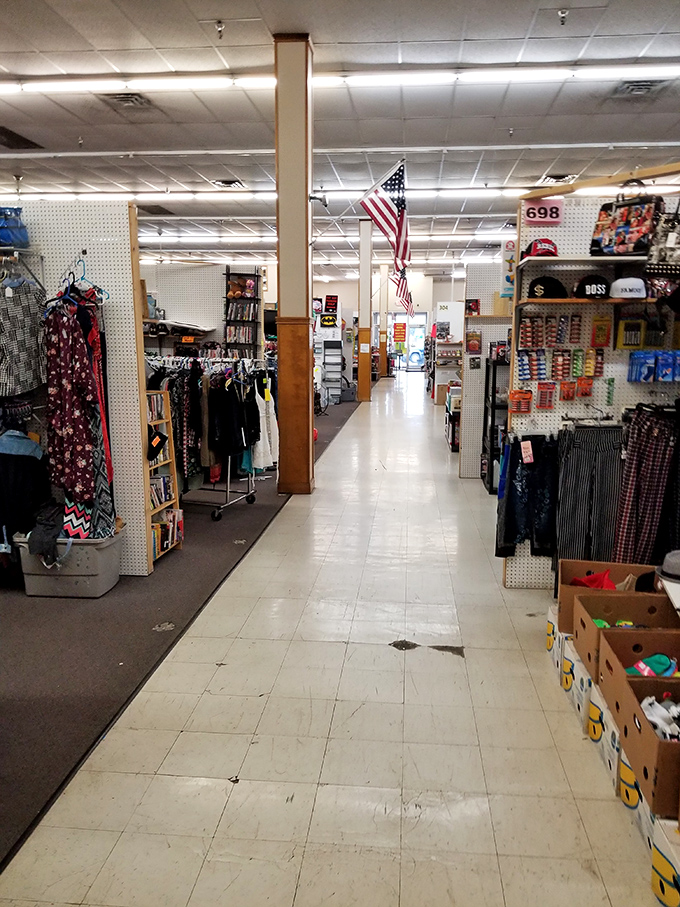 The neat, organized aisles betray a Midwestern sensibility&mdash;chaos is acceptable in a flea market, but only if properly arranged.