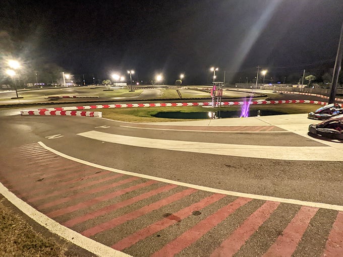 Night racing adds a whole new dimension. When the track lights illuminate the course, it transforms into a twinkling speedway of neon-edged excitement.