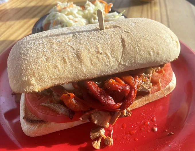 A sandwich that means business. Tender brisket and roasted peppers on fresh bread&mdash;proof that simplicity, when done right, is the ultimate sophistication.