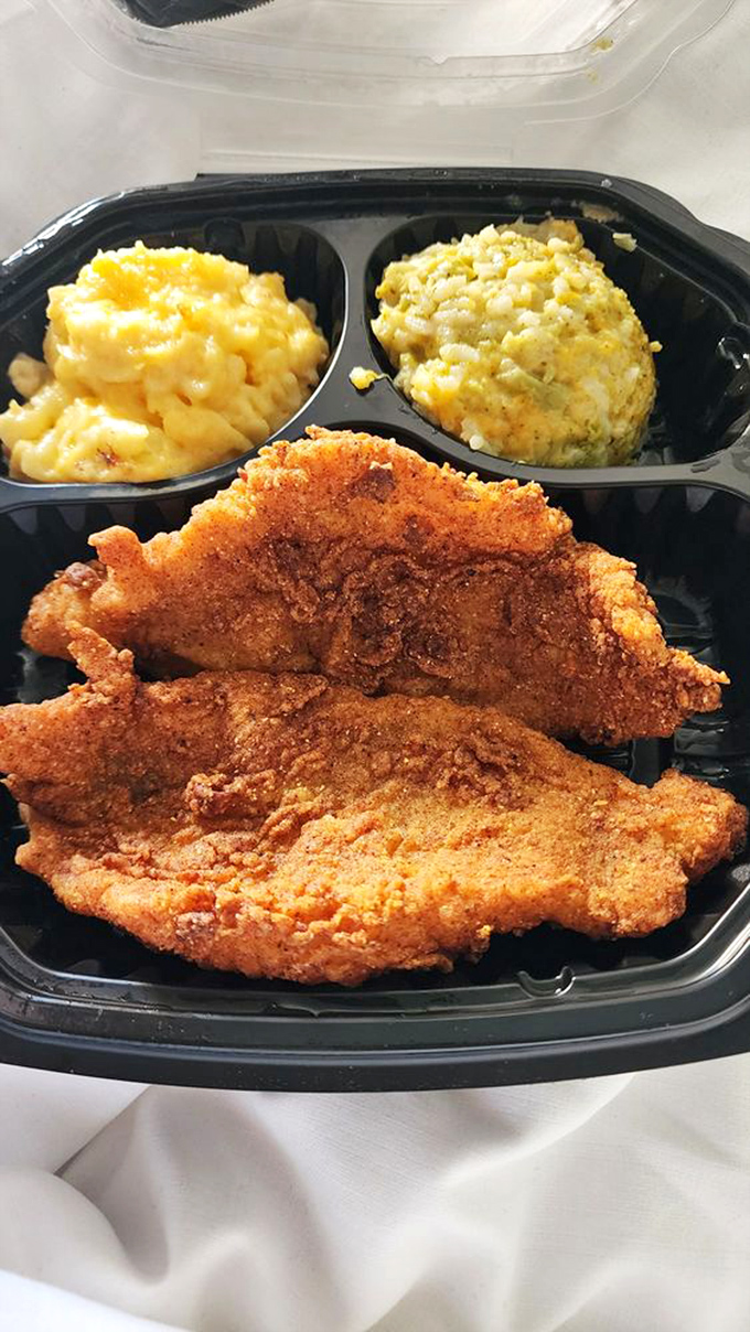 Proof that mac and cheese counts as a vegetable in the South. That cornbread muffin is the period at the end of a perfect sentence.