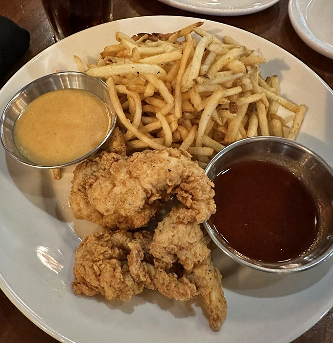 Comfort food that reminds you why classics never go out of style. These chicken tenders and fries are what childhood dreams were made of.