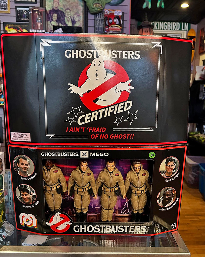 I ain't 'fraid of no ghost! The complete Ghostbusters team, certified and ready for paranormal action. Just looking at them makes you hear the theme song.