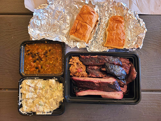 The perfect BBQ platter doesn't exi&mdash; Oh, wait, here it is, complete with three different textures of deliciousness.