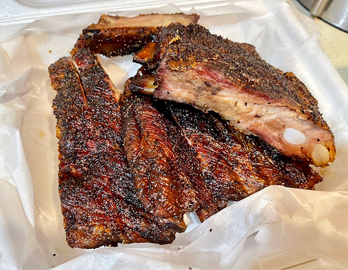Ribs with the perfect "tug"&mdash;not falling off the bone (that's overdone) but surrendering with just enough resistance to remind you they're worth the effort.