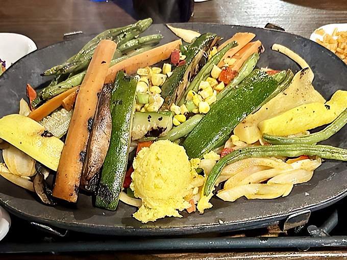 Fajita vegetables that have actually met a grill&mdash;charred, caramelized, and still maintaining their dignity. Vegetarians, rejoice!