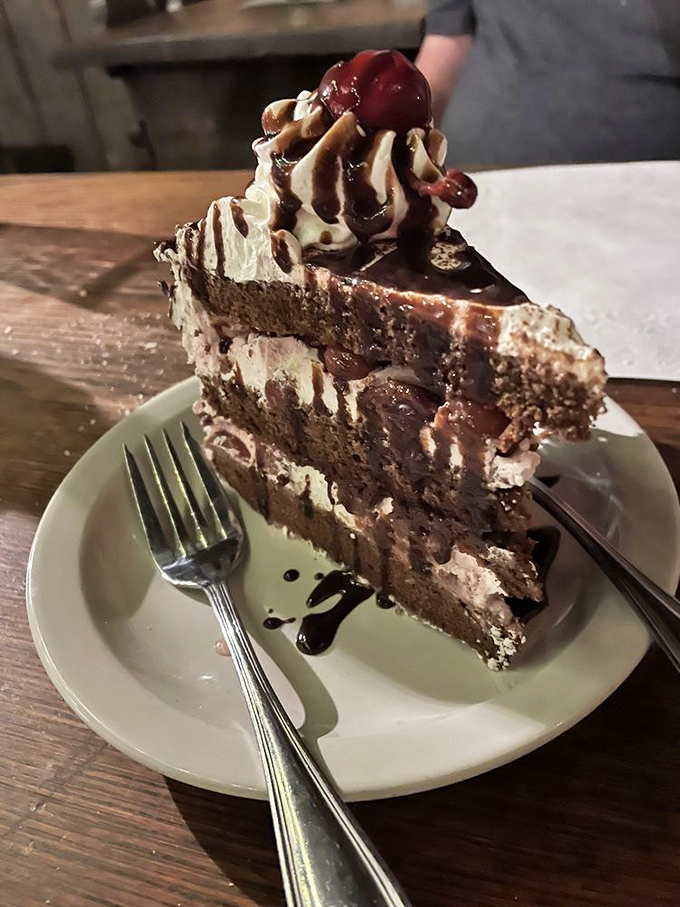 This Black Forest cake isn't just dessert&mdash;it's architecture. Those layers are telling a chocolate story with a very happy ending.