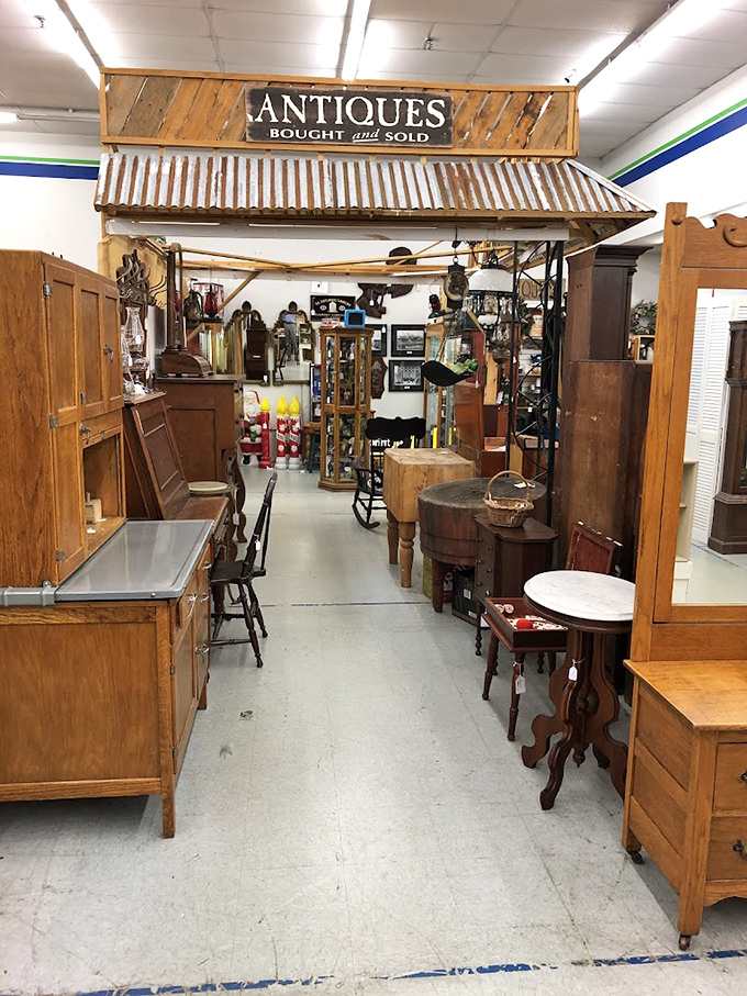 Not just furniture&mdash;architectural statements from when craftsmanship was king. That corrugated tin awning adds just the right touch of rustic charm.