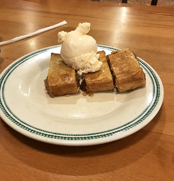 Warm apple pie meets cold ice cream in that perfect temperature tango that makes you wonder why anyone would skip dessert.