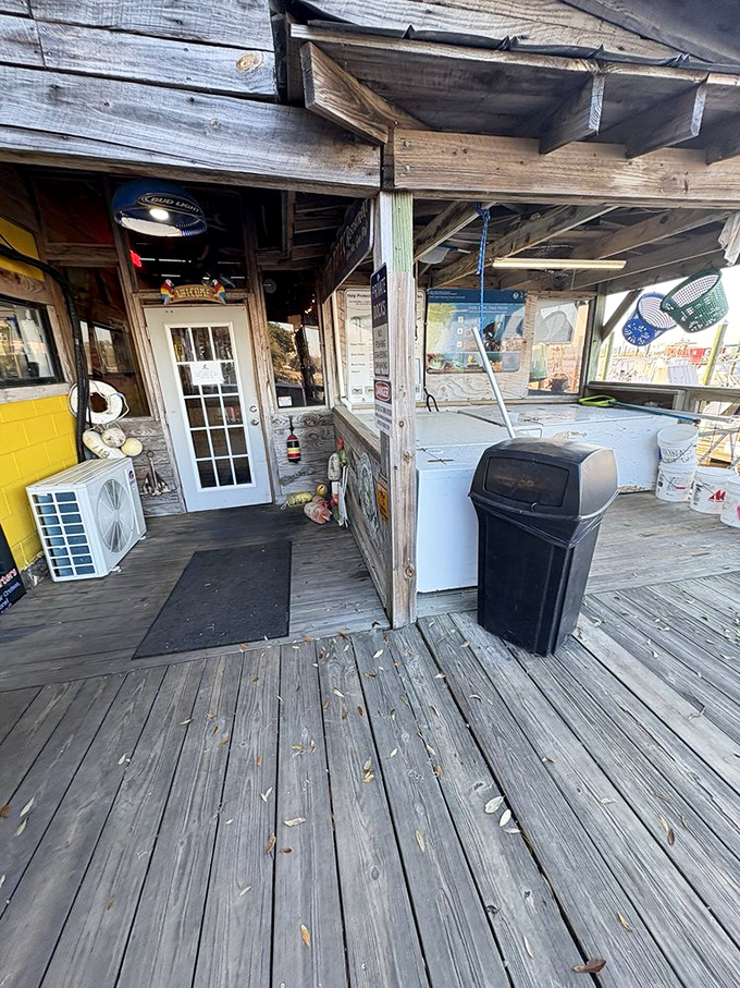 The unassuming entrance to flavor town. This weathered wood has witnessed countless seafood pilgrimages and keeps no secrets.