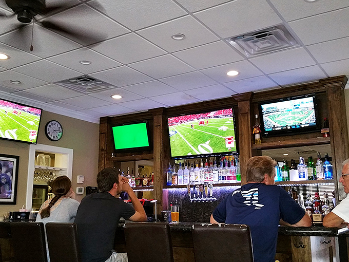 The well-stocked bar area with multiple screens makes Seaside a perfect spot to catch the Ravens game while catching up with your favorite seafood.