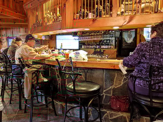 The bar area&mdash;where antler chandeliers oversee bourbon negotiations and the evening's first stories begin to gain legendary status.