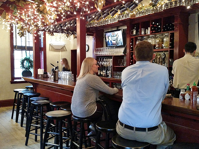 A bar that understands the importance of proper woodwork and holiday spirit. The kind of place where everybody might not know your name&mdash;yet.