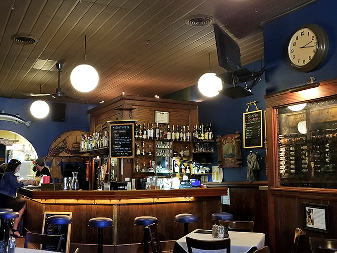 The bar area balances nautical charm with Midwestern hospitality—a place where everyone eventually learns your name.