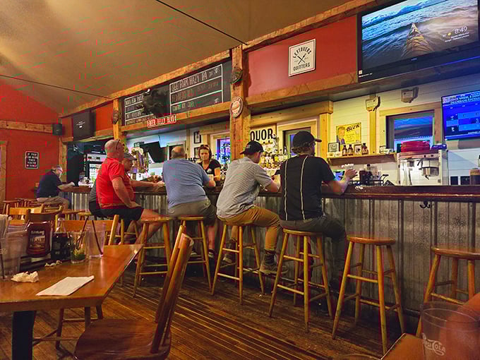 The bar&mdash;where beer decisions are made and barbecue dreams come true. Those stools have supported many satisfied customers.