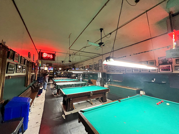 The billiard tables aren't decoration &ndash; they're the "hall" in Booches Billiard Hall, where the satisfying crack of colliding balls provides the soundtrack to your meal.