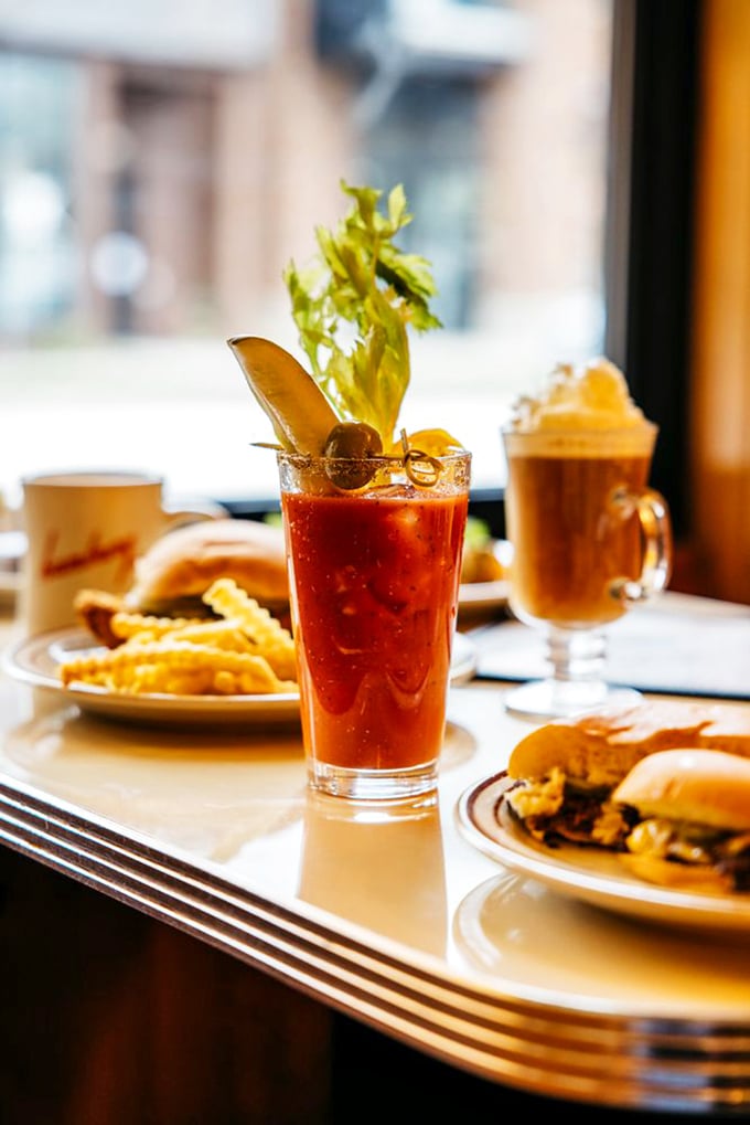 A Bloody Mary that's practically a meal, standing tall and proud among burgers and fries like the overachiever of the beverage world.