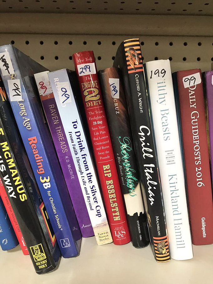The book section: where self-improvement, culinary inspiration, and forgotten bestsellers live together in perfect literary harmony.