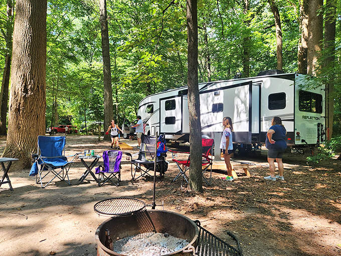 Camping done right &ndash; where "roughing it" still includes your favorite camp chair and stories around a fire pit.