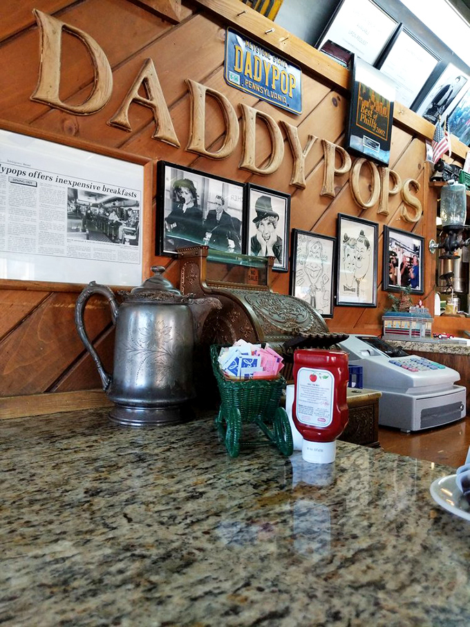 Behind this counter, breakfast dreams come true. The wall of nostalgia isn't decorated&mdash;it's accumulated over decades of memories.