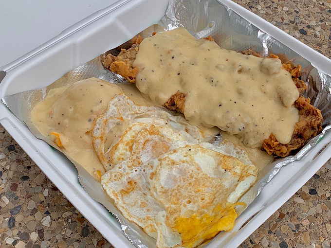 Chicken fried steak that's achieved the golden-brown perfection that lesser versions only aspire to, with sides that refuse to be afterthoughts.