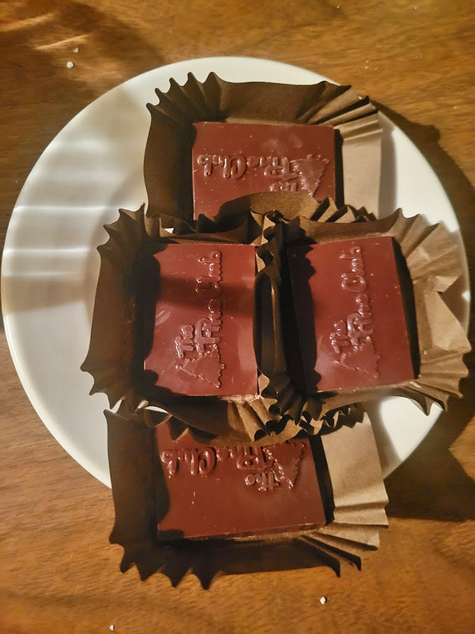 Chocolate squares embossed with The Pine Club logo&mdash;the perfect sweet finale. These little treasures send you home with one last indulgence.