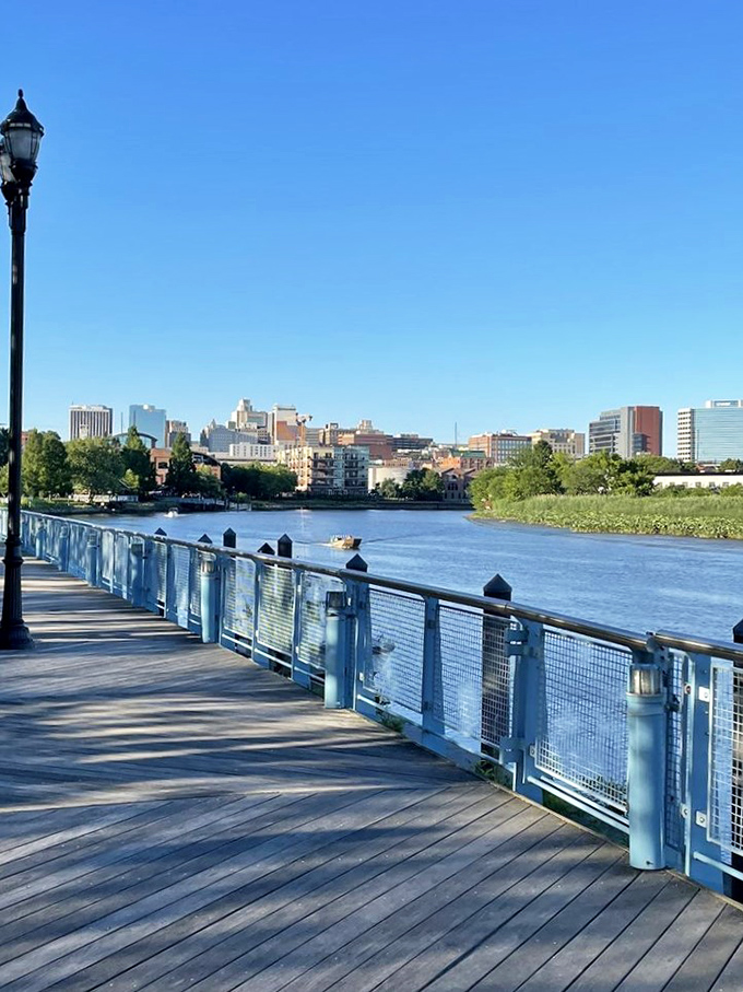 The Christina River provides the backdrop for your meal—nature's version of dinner theater without the awkward singing.