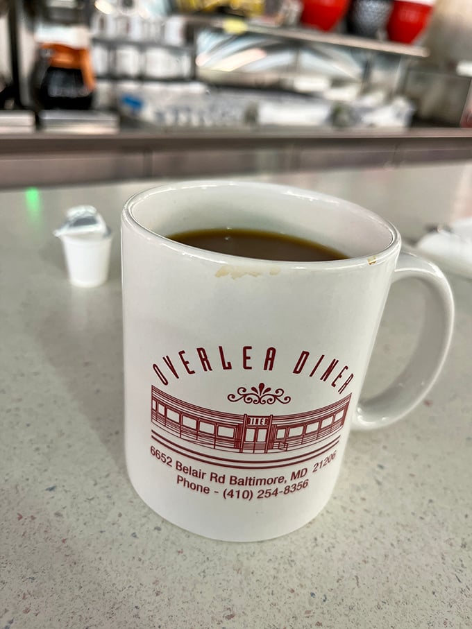The coffee mug proudly displays its heritage like a badge of honor. In a world of fancy lattes, this honest cup reminds us why diners will never go out of style.