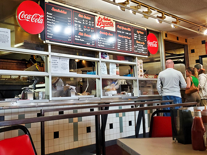 The counter where barbecue dreams come true. Notice there's no "small portion" section&mdash;this is Kansas City, after all.