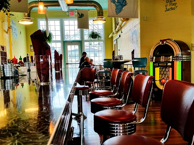 The counter seats aren't just the best view in the house&mdash;they're front-row tickets to the breakfast ballet, with a vintage jukebox providing the soundtrack.