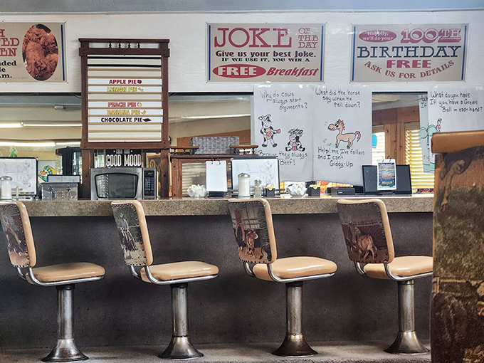 Counter seats—the front-row tickets to breakfast theater where you can watch short-order magic happen in real time.